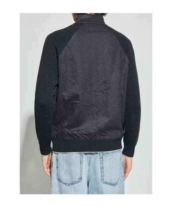 Eleventy Stand Collar Knitwear With Two-way Zipper And Metal Details - Grey