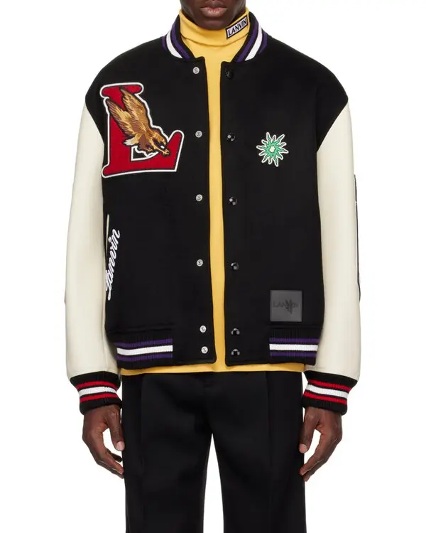 LANVIN X Future Logo-patch Varsity Bomber Jacket