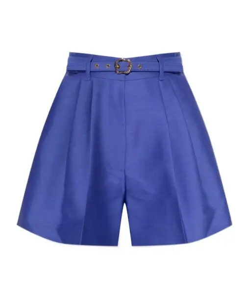 Zimmermann Belted High-waisted Shorts - Blue