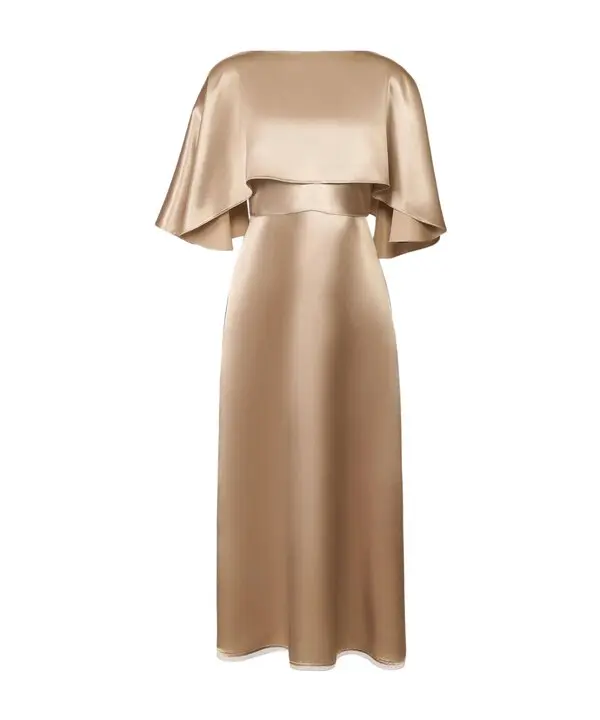 Fabiana Filippi Asymmetrical Satin Cape Dress