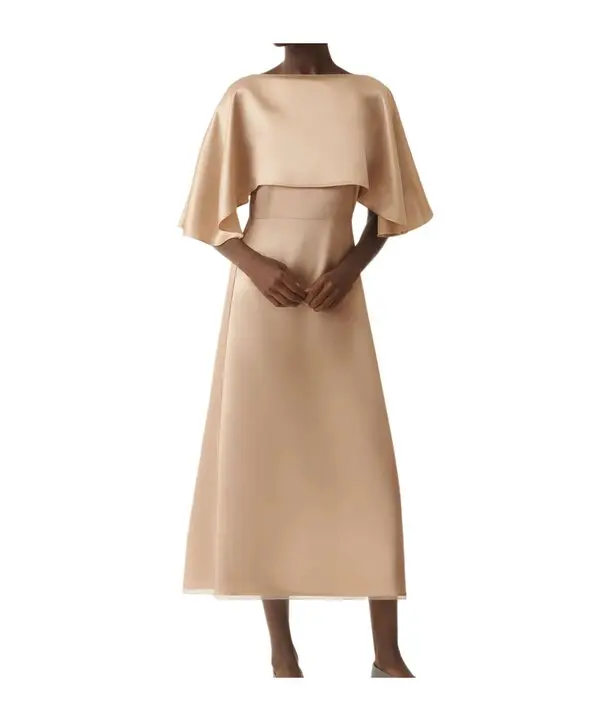 Fabiana Filippi Asymmetrical Satin Cape Dress