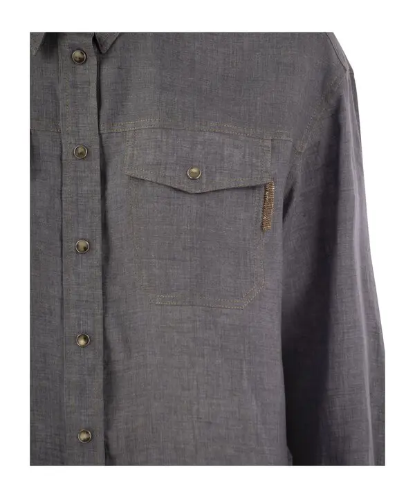 Brunello Cucinelli Lightweight Button-up Shirt With Chest Pockets
