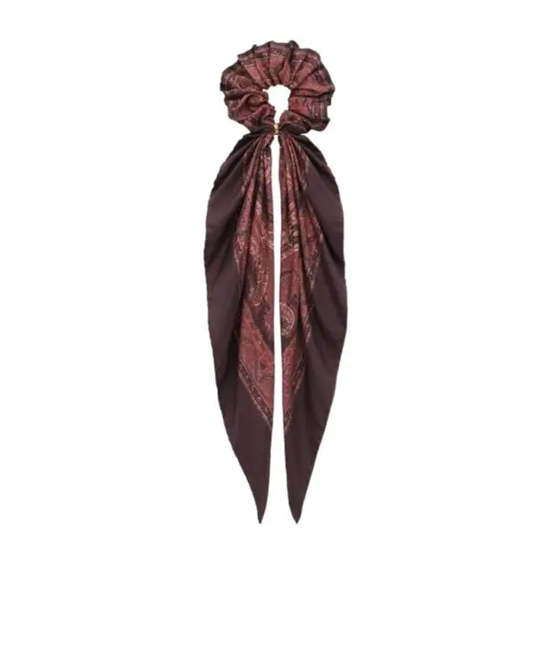 Saint Laurent Cassandre Swirl Twill Scrunchie - Black