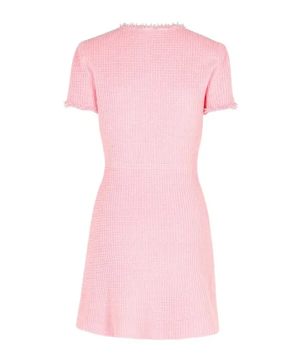 SELF-PORTRAIT Textured Knit Mini Dress - Pink