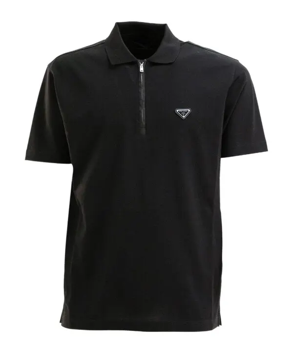 Prada Zip Detail Logo Polo Shirt