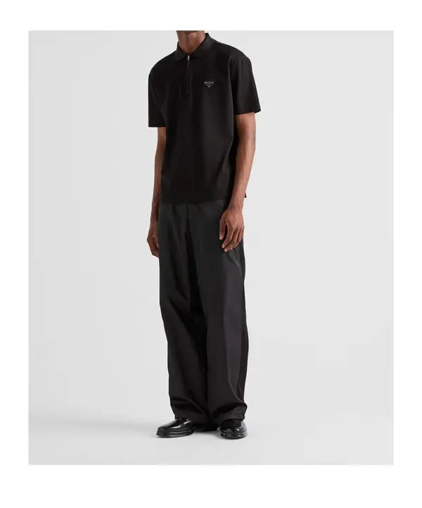 Prada Piqué Short-sleeved Polo Shirt - Black