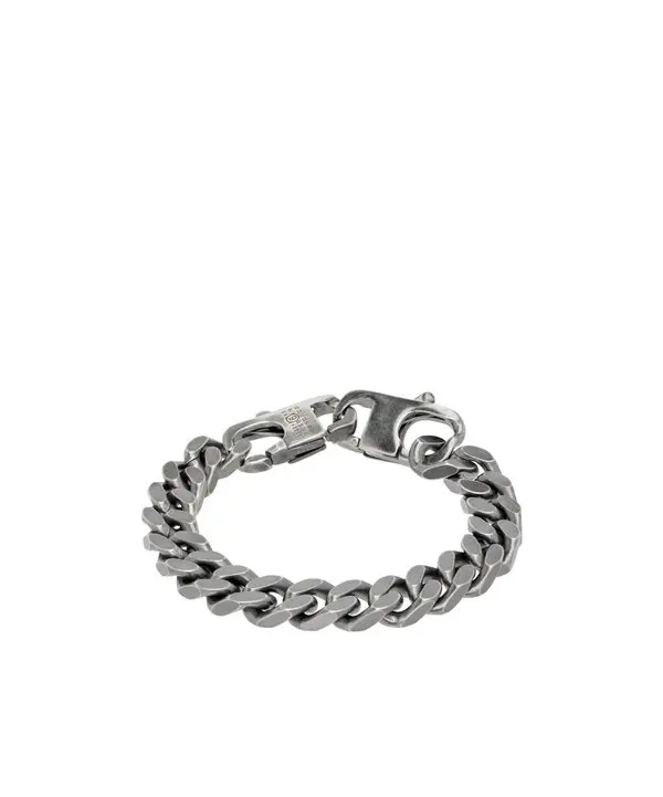 MAISON MARGIELA Antique Silver Brass Curb Chain Bracelet - Gray