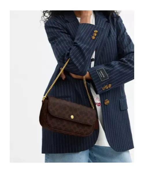 COACH Brook Flap Chain Bag In Signature Canvas - Maple Color
