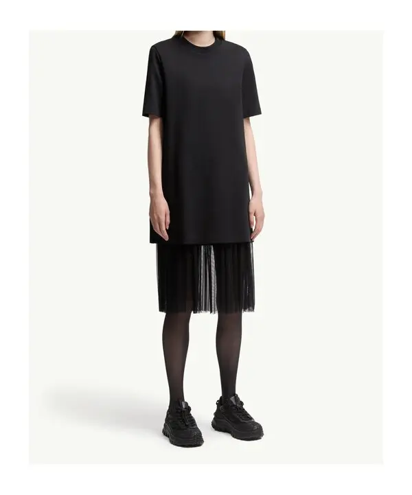 Moncler Layered Midi Dress With Gathered Tulle Skirt