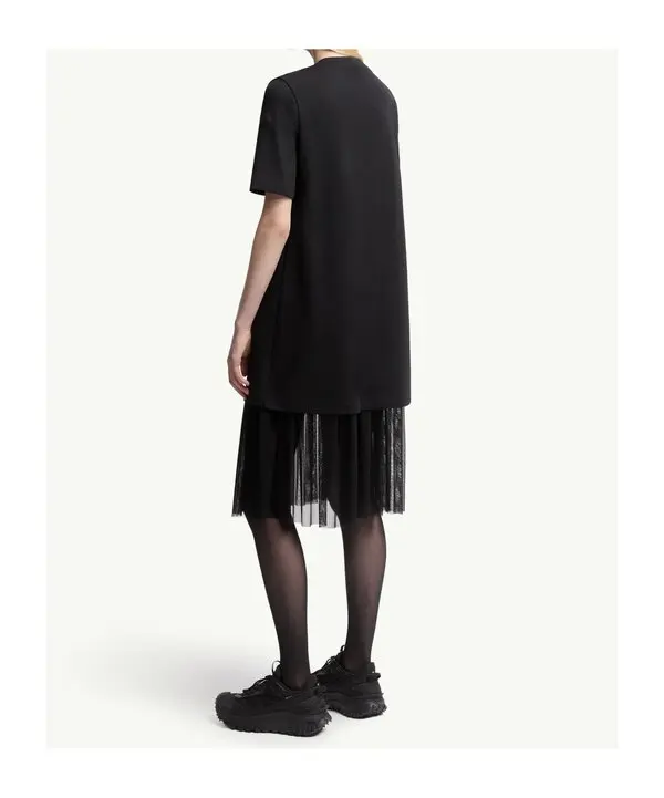 Moncler Layered Midi Dress With Gathered Tulle Skirt