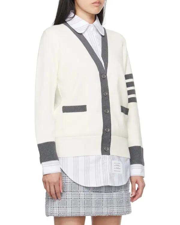 Thom Browne Milano Oxford Layered Shirt Cardigan - White