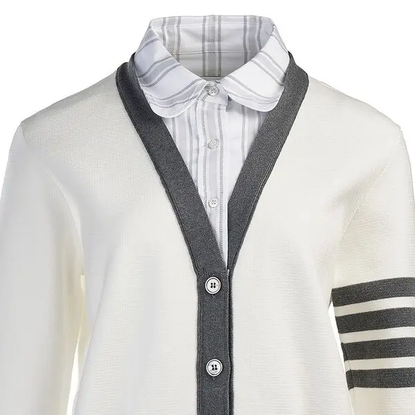 Thom Browne Milano Oxford Layered Shirt Cardigan - White