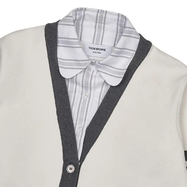 Thom Browne Milano Oxford Layered Shirt Cardigan - White