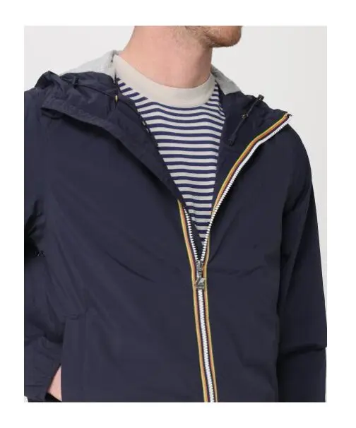 K-WAY Hooded Zip-up Windbreaker Jacket - Blue