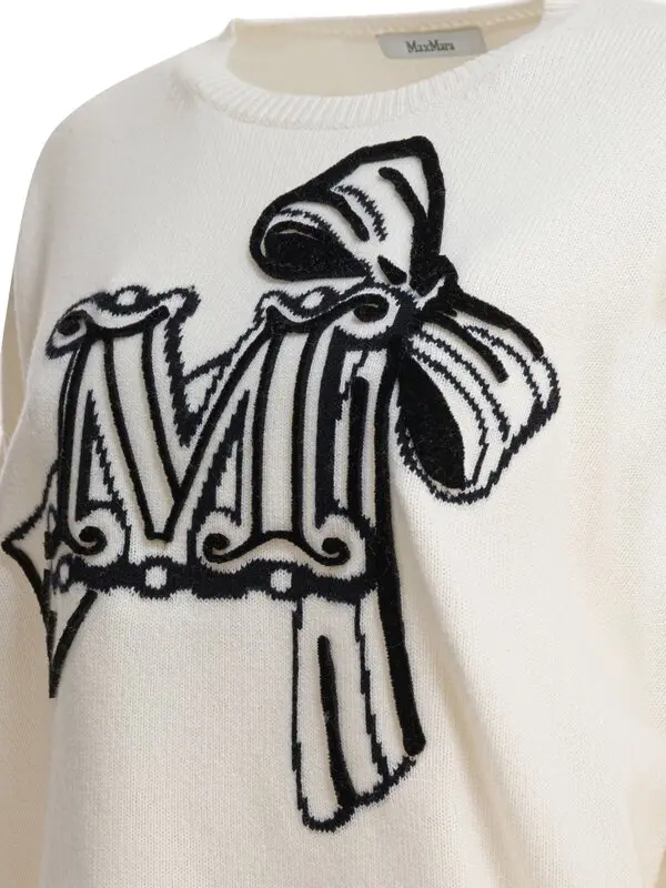Max Mara Crewneck Long-sleeved Jumper With Embroidered Logo - No