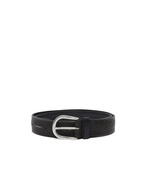 ORTIGNI Soft Patterned Leather Belt - Black