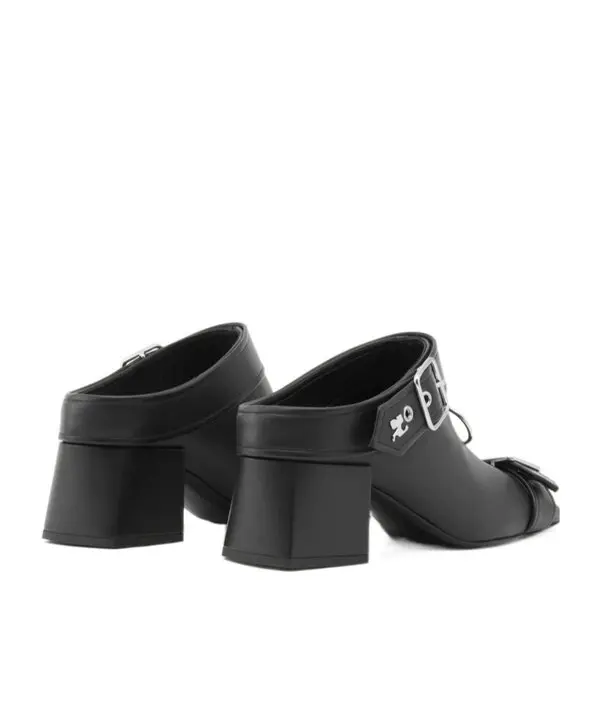 COURREGES Gogo 55mm Leather Mules With Buckle And Zipper Details