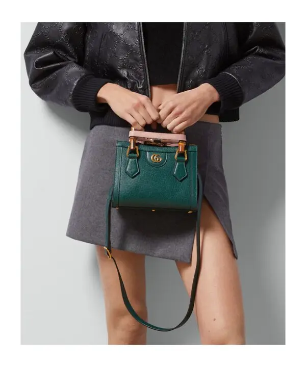 Gucci Mini Diana Top Handle Bag - Green