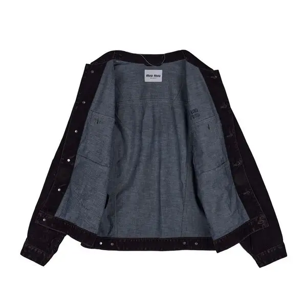 Miu Miu Flocked Chambray Long Sleeve Jacket