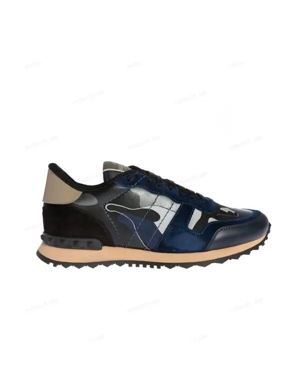 Valentino Garavani Rockrunner Camouflage Lace-up Sneakers - Black