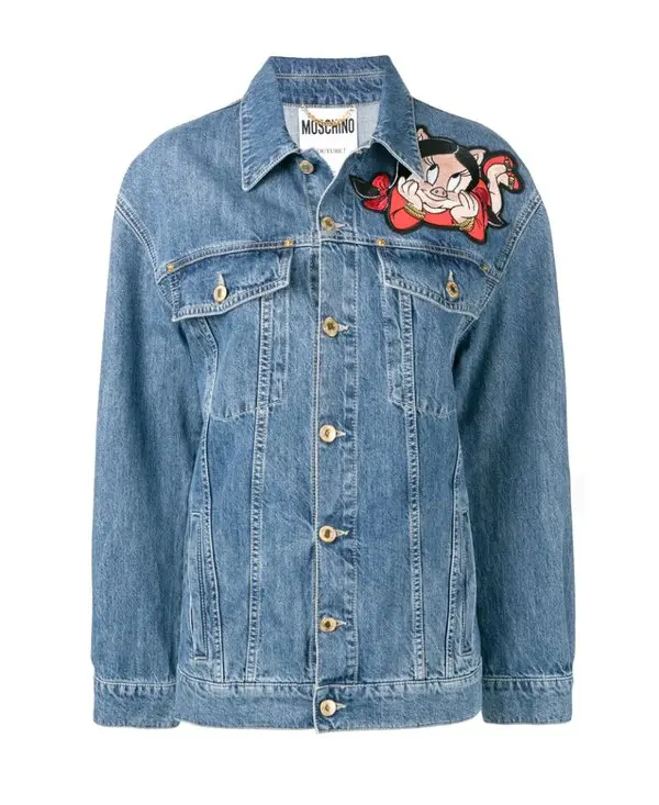 Moschino Porky Pig Embroidered Denim Jacket