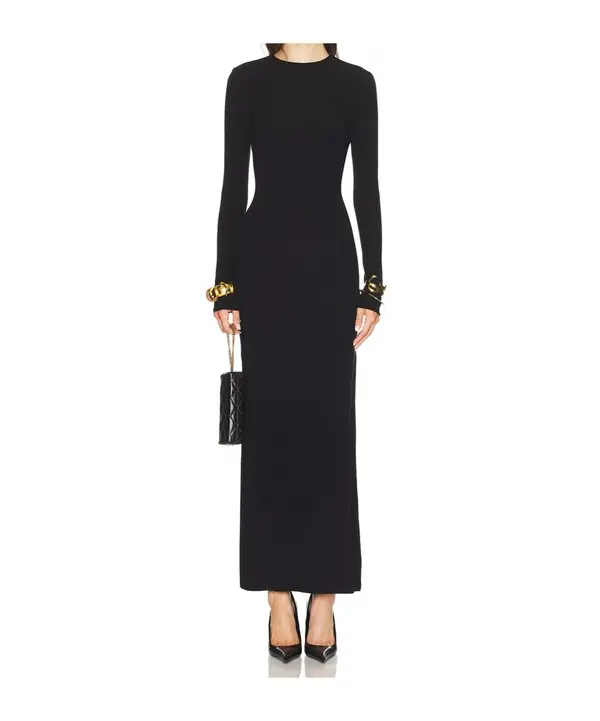 Saint Laurent Open Back Long-sleeved Dress