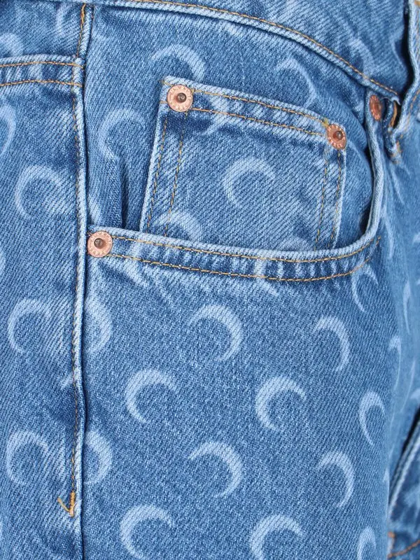 MARINE SERRE Allover Moon Print Straight Leg Jeans