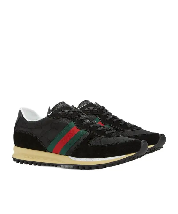 Gucci Panelled Lace-up Sneakers - Black