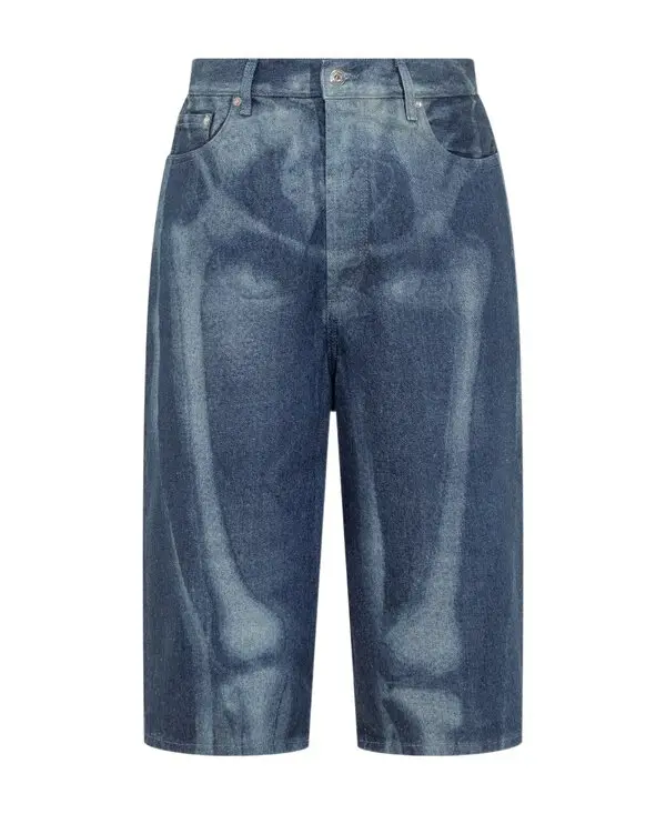 Off-White Straight Leg Denim Shorts - Blue