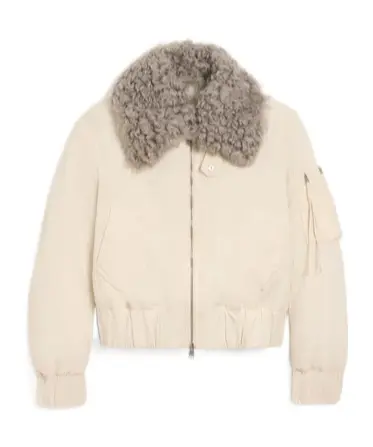 Ami Padded Bomber Jacket With Shearling Collar