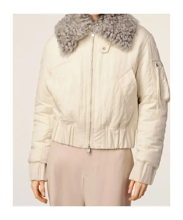 Ami Padded Bomber Jacket With Shearling Collar