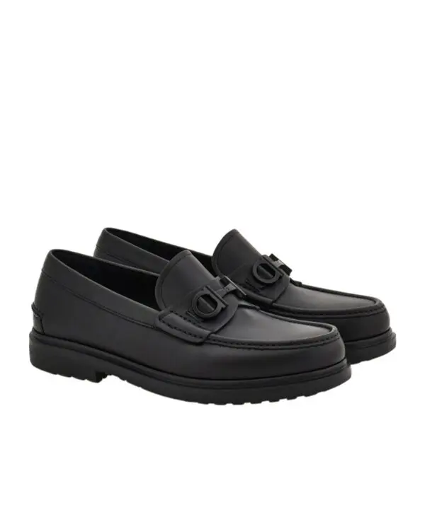 FERRAGAMO Loafer With Gancini Buckle - Black