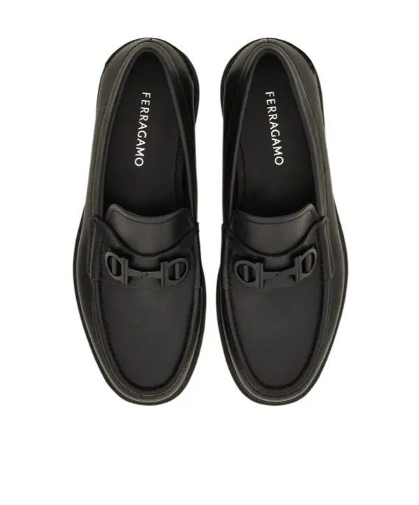 FERRAGAMO Loafer With Gancini Buckle - Black