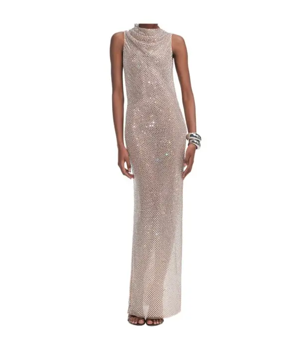 SELF-PORTRAIT Rhinestone Embellished Maxi Dress