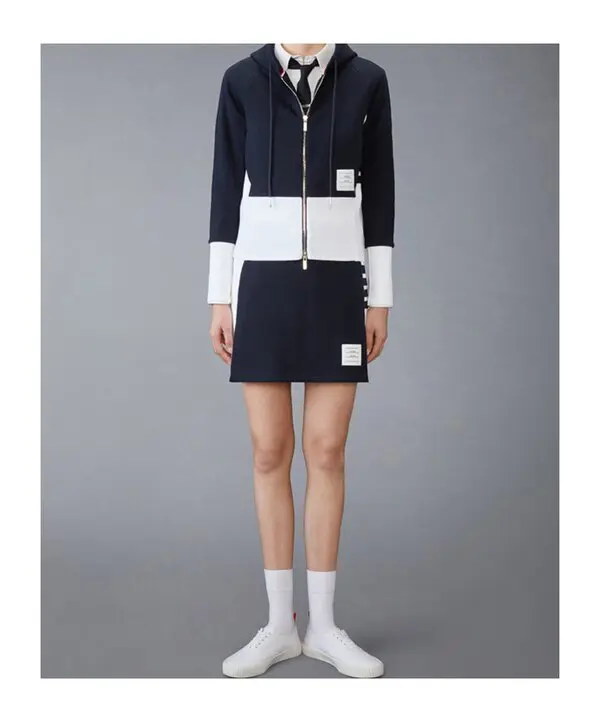 Thom Browne Four Stripe Knit Mini Skirt - Navy Blue