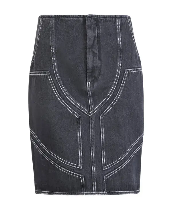 Off-White Curved Hem Denim Skirt With Logo Detail