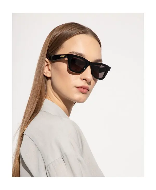 Bottega Veneta Square Frame Sunglasses With Gold Detail