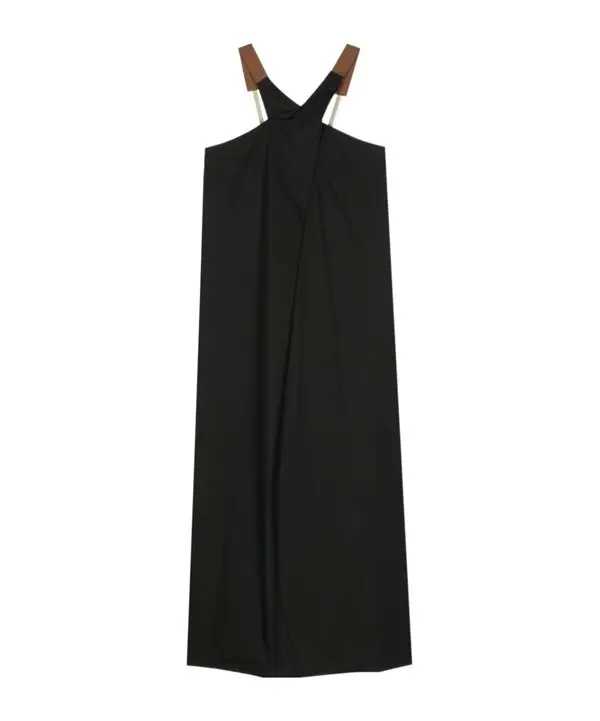 ALYSI Poplin Midi Dress With Cross-over Straps