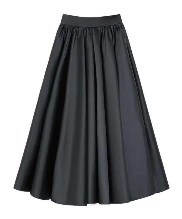 PATOU Volume High Rise Satin Midi Skirt