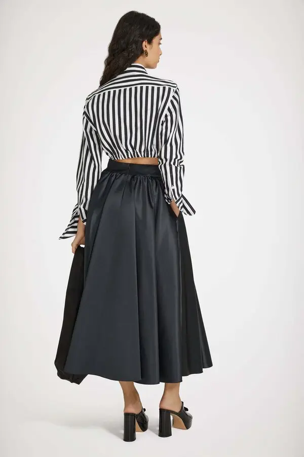 PATOU Volume High Rise Satin Midi Skirt