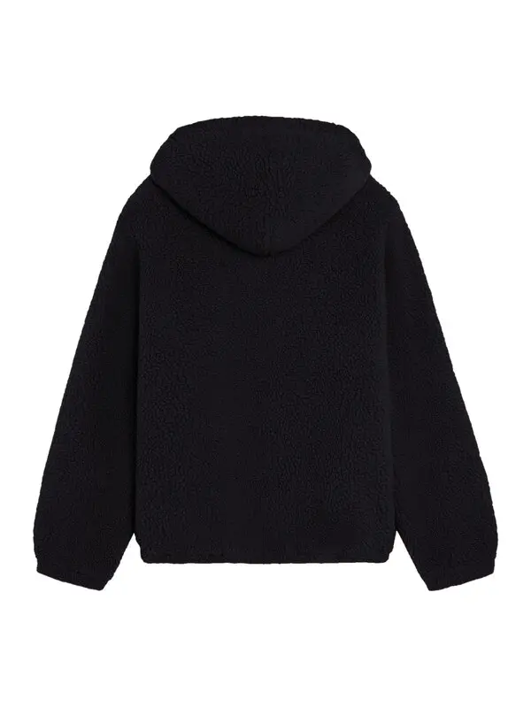 Celine Hooded Jacket In Wool And Cotton Fleece - Black