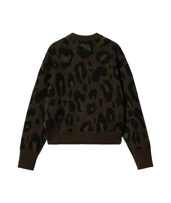 Carhartt Work In Progress Merton Leopard Print Crew Neck Sweater