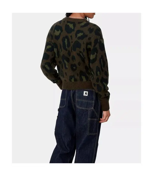 Carhartt Work In Progress Merton Leopard Print Crew Neck Sweater