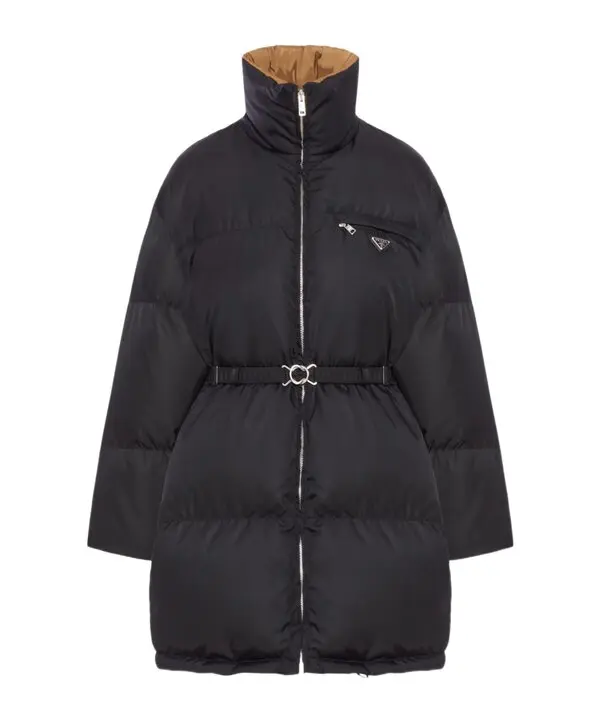 Prada Re-nylon Down Jacket With High Collar