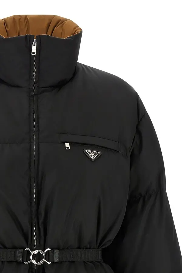 Prada Re-nylon Down Jacket With High Collar