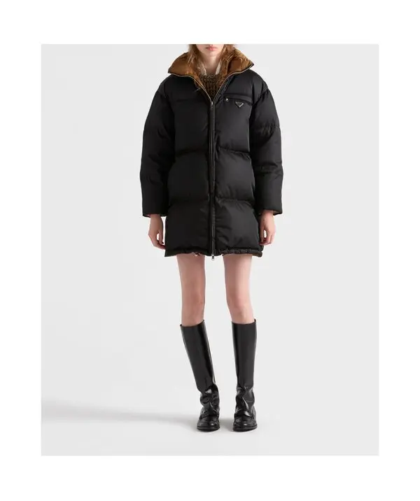 Prada Re-nylon Down Jacket With High Collar