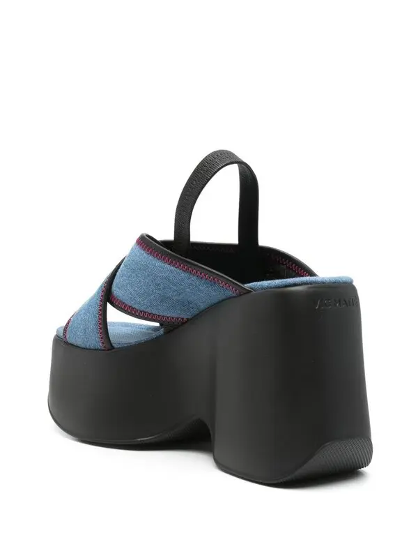 VIC MATIE Platform Cross-strap Heeled Sandals - Blue/black