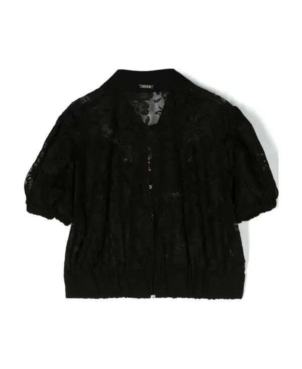 Monnalisa Lace Short Sleeve Zip Shirt
