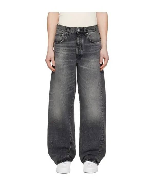 SUNFLOWER Wide Leg Distressed Jeans - Black