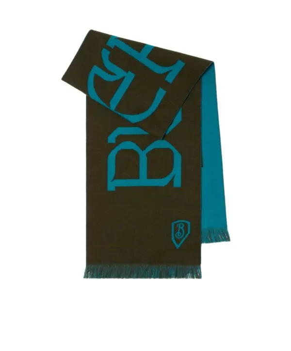 Burberry Logo Jacquard Fringed Scarf - Black